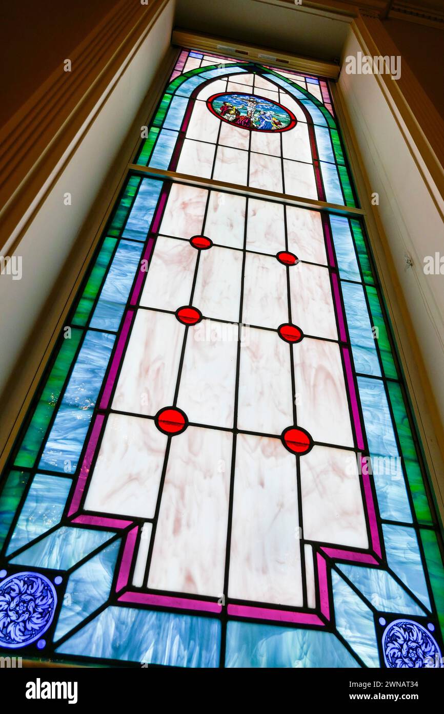 Stained glass window in a Baptist Church in North Central Florida Stock ...