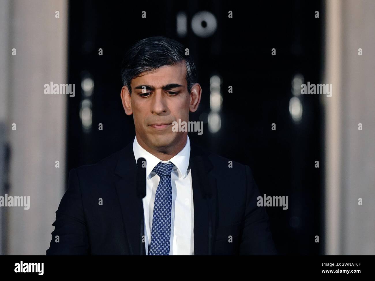 Prime Minister Rishi Sunak giving a press conference in Downing Street ...