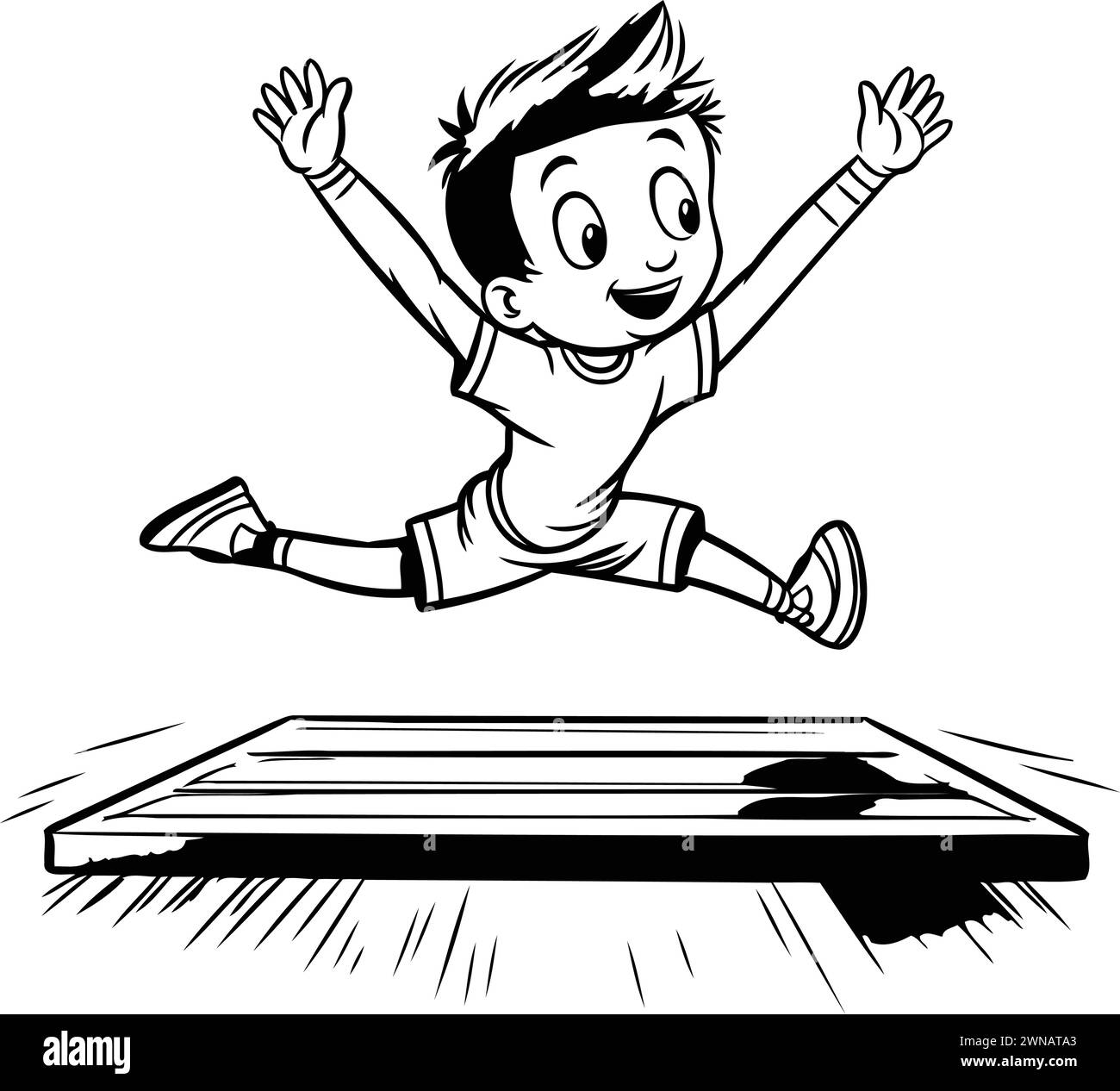 Cartoon character book jumping Black and White Stock Photos & Images ...