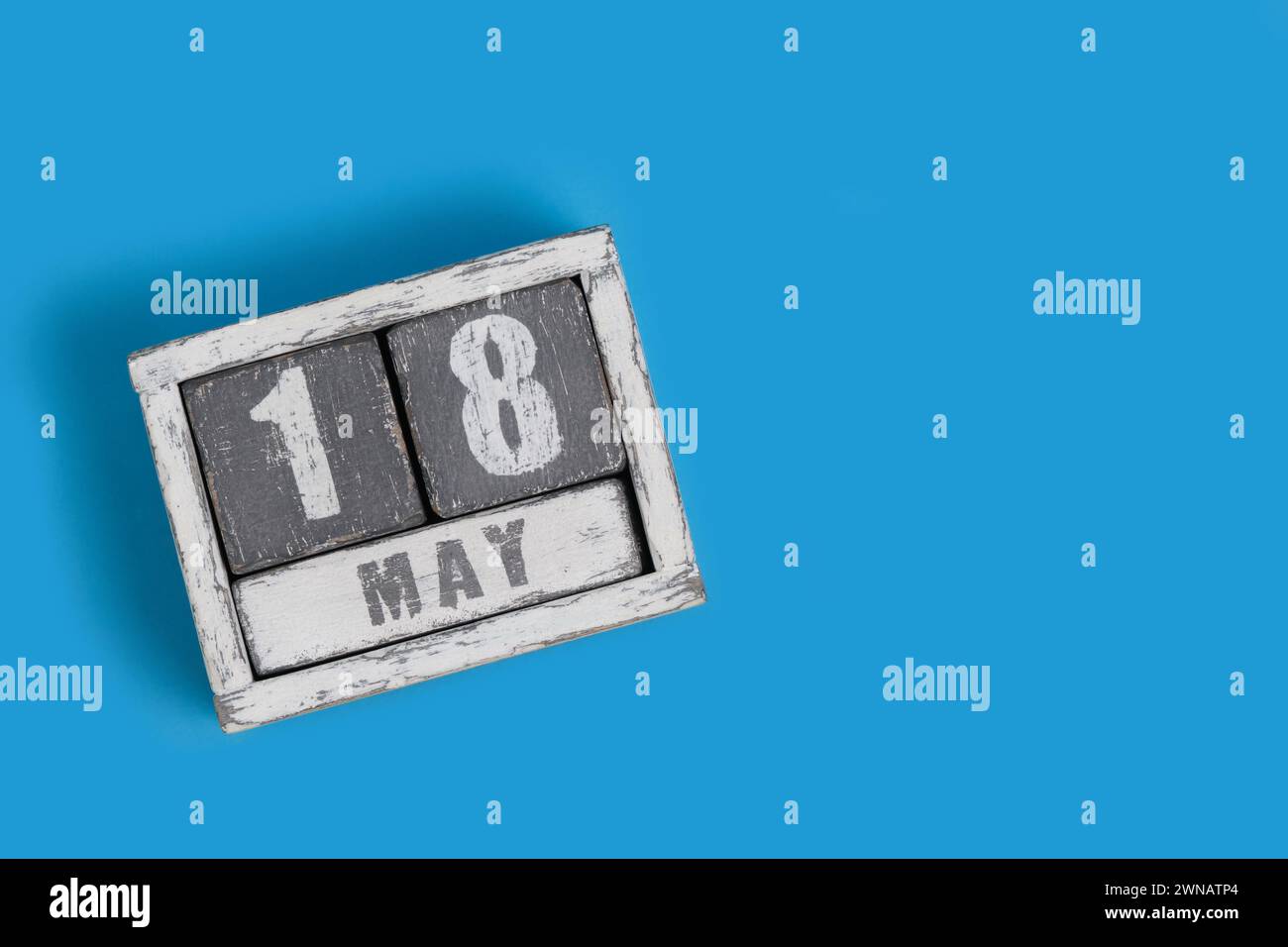 May 18 on calendar lying on blue background. Spring Astronomy Day Stock ...