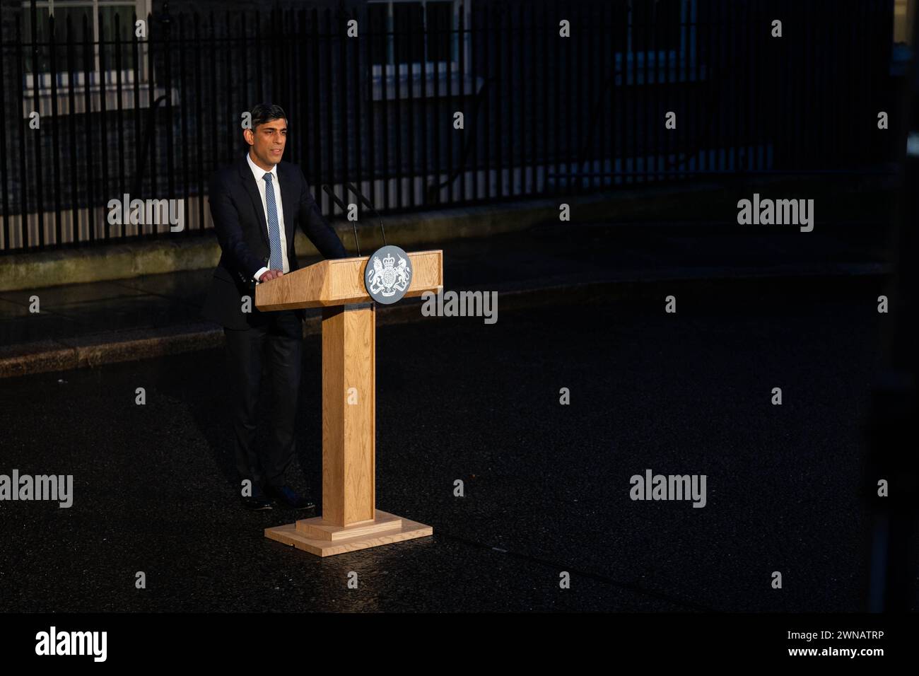 Prime Minister Rishi Sunak giving a press conference in Downing Street ...