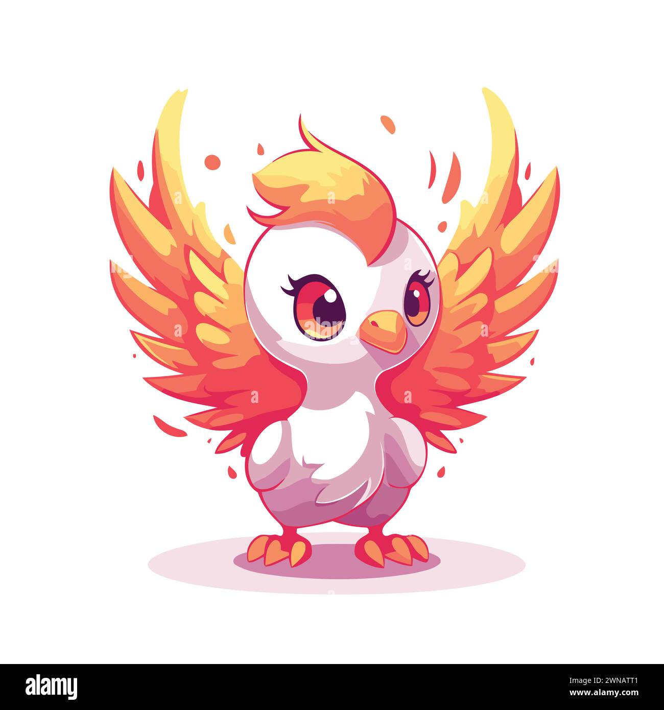 Cute cartoon bird with wings. Vector illustration isolated on white ...