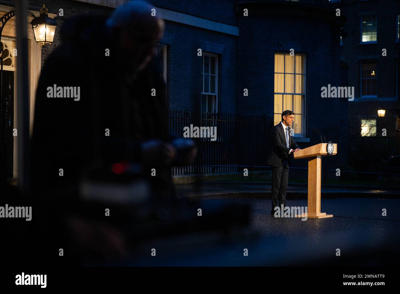 Prime Minister Rishi Sunak giving a press conference in Downing Street ...