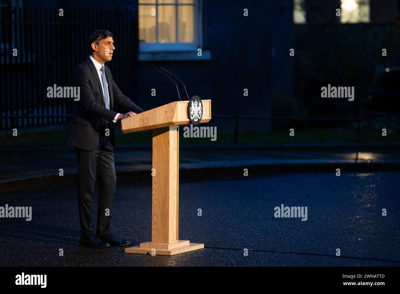 Prime Minister Rishi Sunak giving a press conference in Downing Street ...