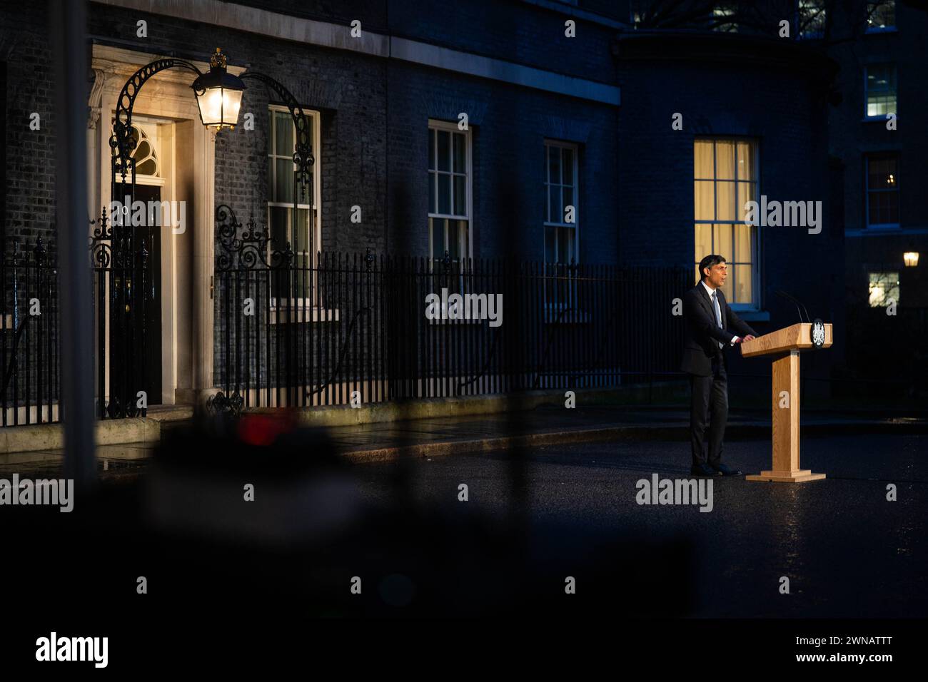 Prime Minister Rishi Sunak giving a press conference in Downing Street ...