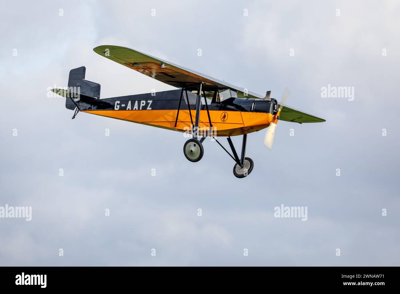 1931 Desoutter Mk.1 ‘G-AAPZ’ airborne at the Race Day airshow held at ...
