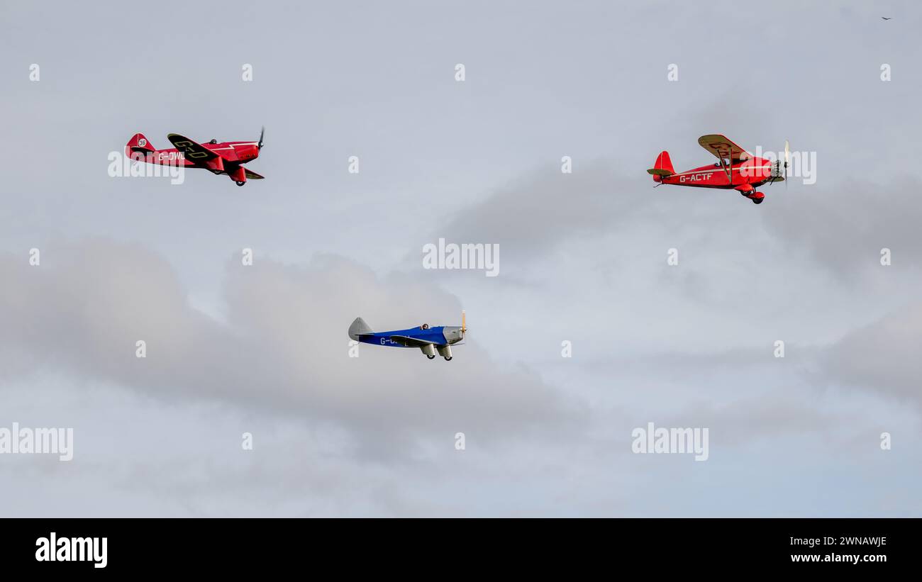 Comper Swift & 2 Chilton D.W. 1A, airborne at the Race Day airshow held ...