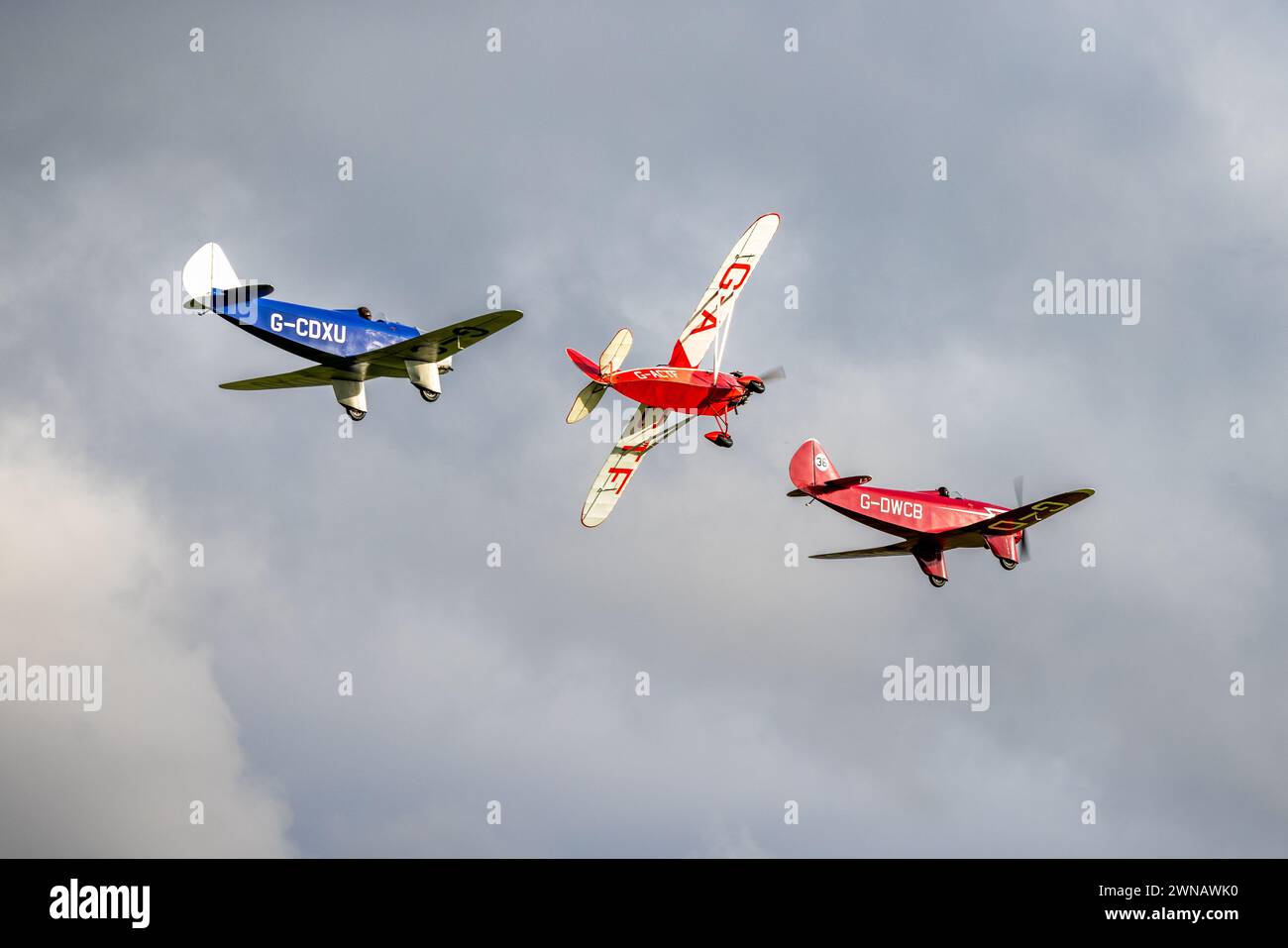 Comper Swift & 2 Chilton D.W. 1A, airborne at the Race Day airshow held ...