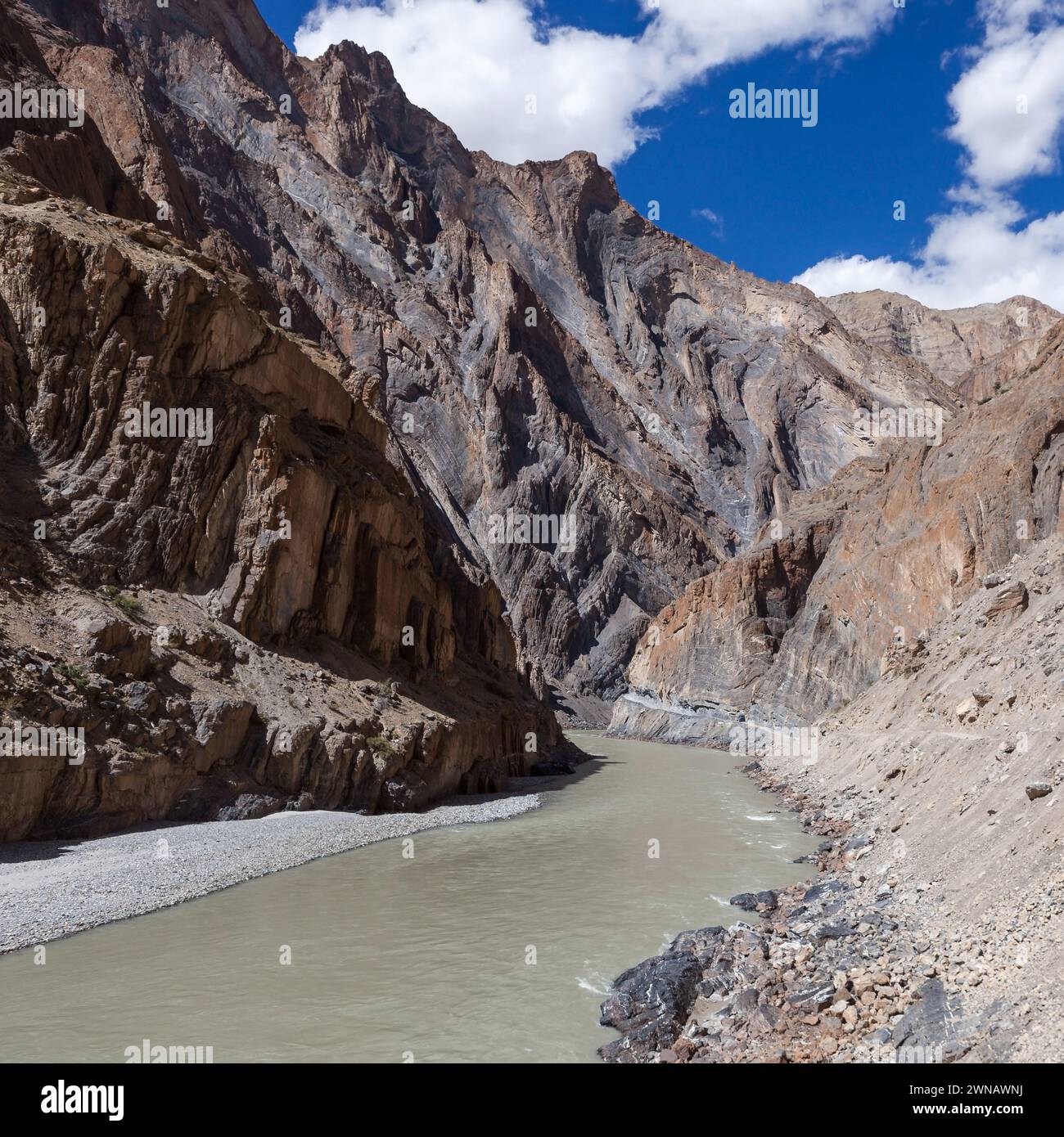 Beautiful road in Zanskar valley, Ladakh, India. Moto travel in North ...