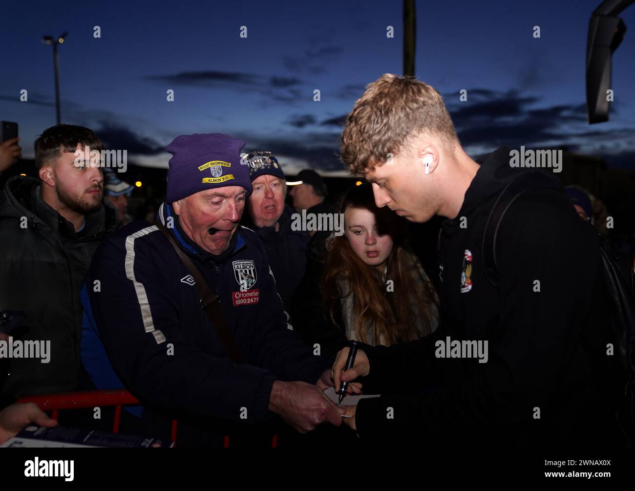 Coventry City's Victor Torp with fans ahead of the Sky Bet Championship ...
