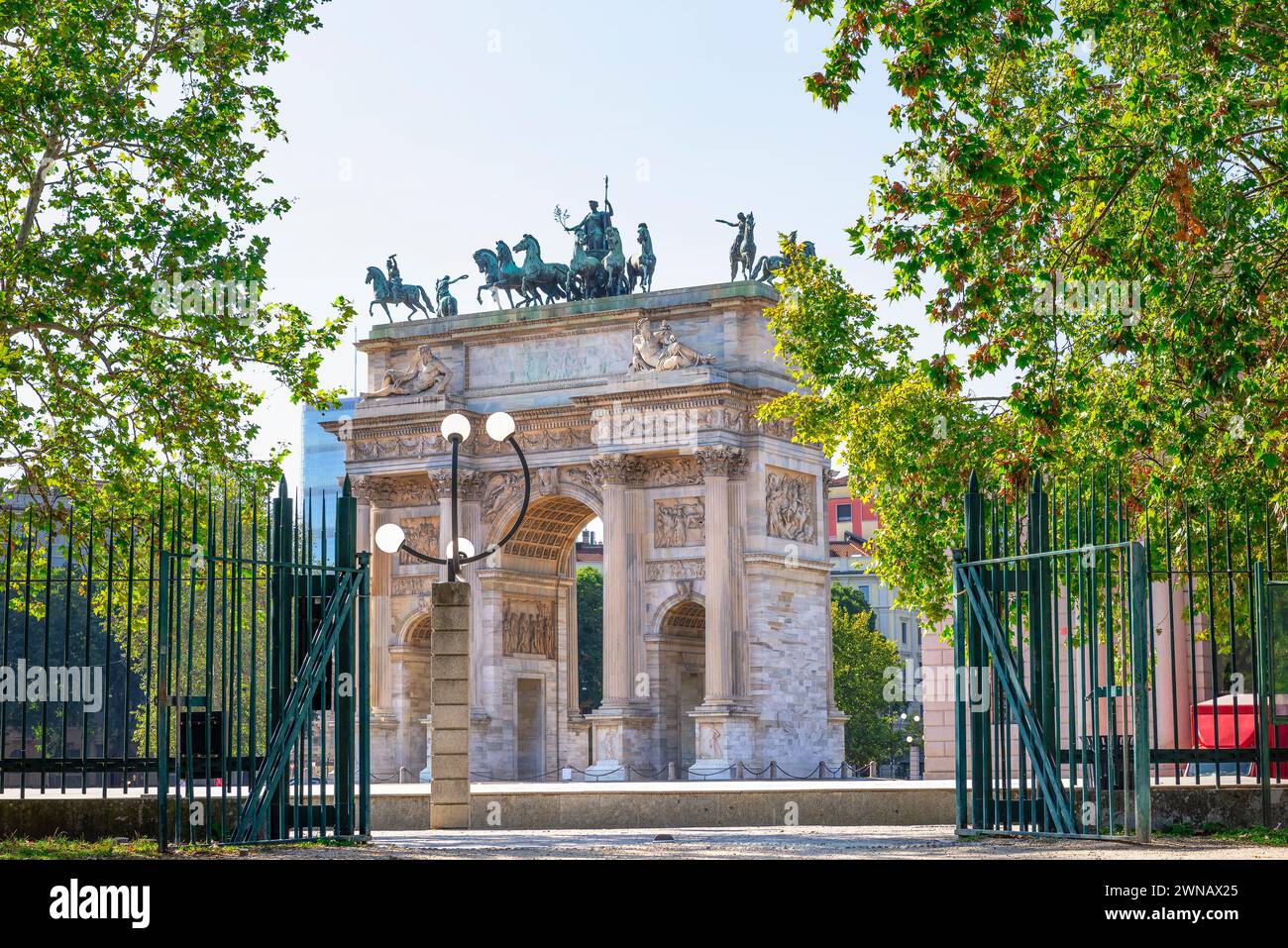 Arch of Peace and gates to the park in Milan, Italy Stock Photo - Alamy
