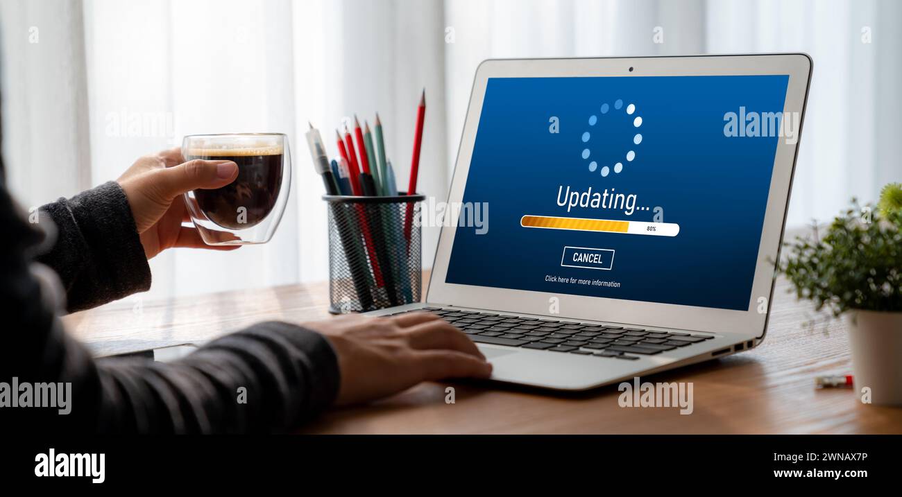 Software update on computer for modish version of device software ...