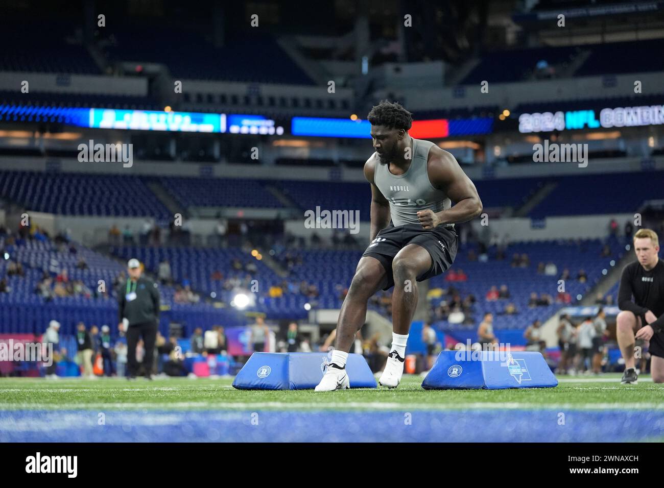 Colorado State defensive lineman Mohamed Kamara runs a drill at the NFL ...