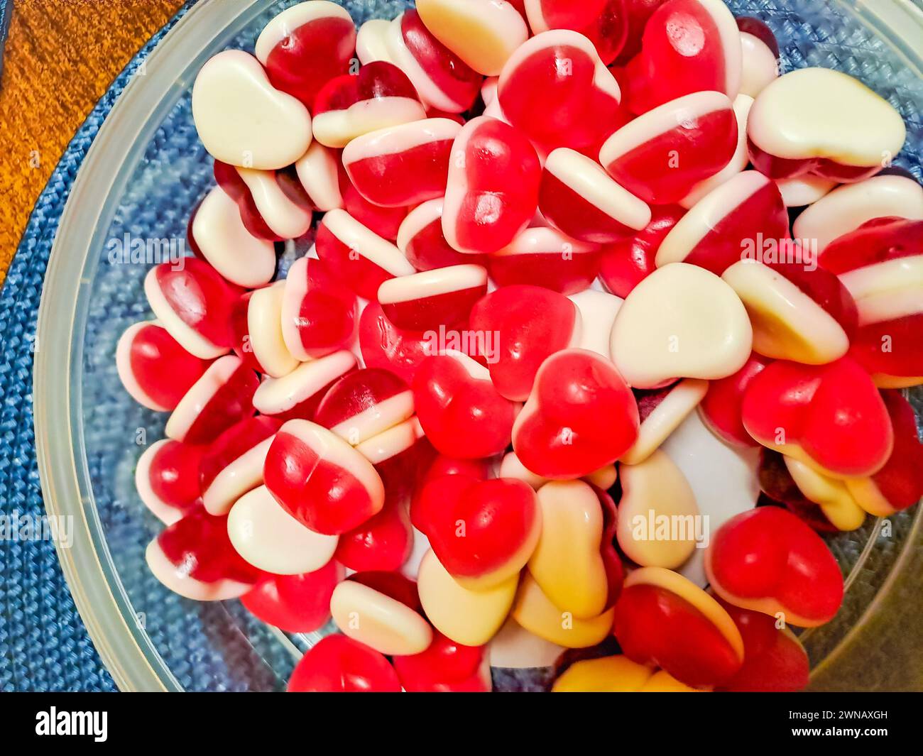 Jelly candy. Red and pink candy hearts background. Valentines day, love ...