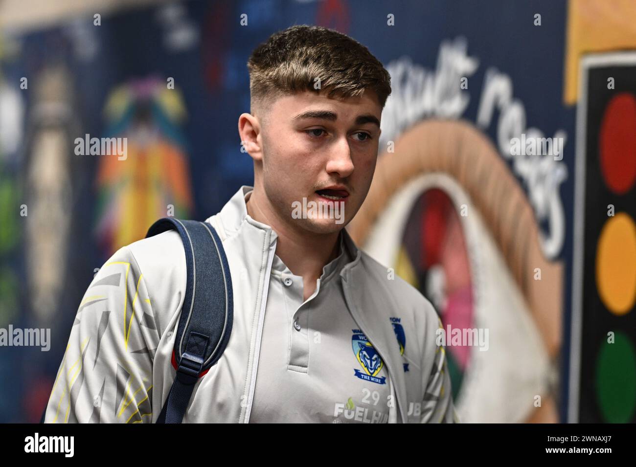 Tom Whitehead of Warrington Wolves arrives during the Betfred Super ...