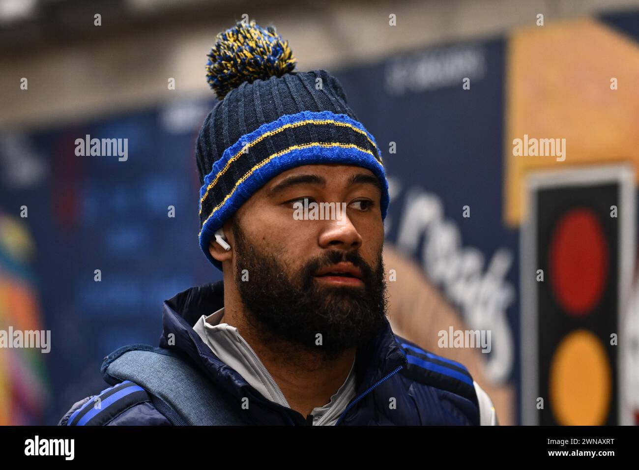 Zane Musgrove of Warrington Wolves arrives during the Betfred Super ...
