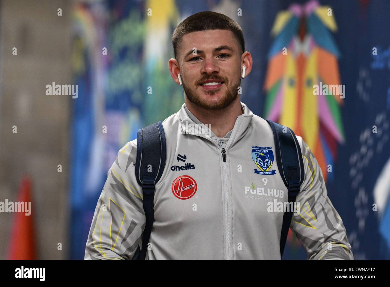 Danny Walker of Warrington Wolves arrives during the Betfred Super ...