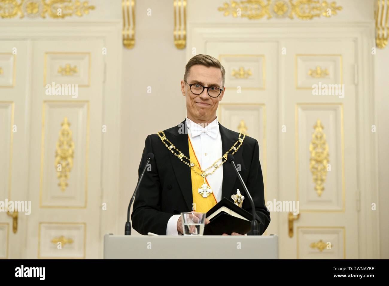 New President of the Republic of Finland Alexander Stubb speaks during ...