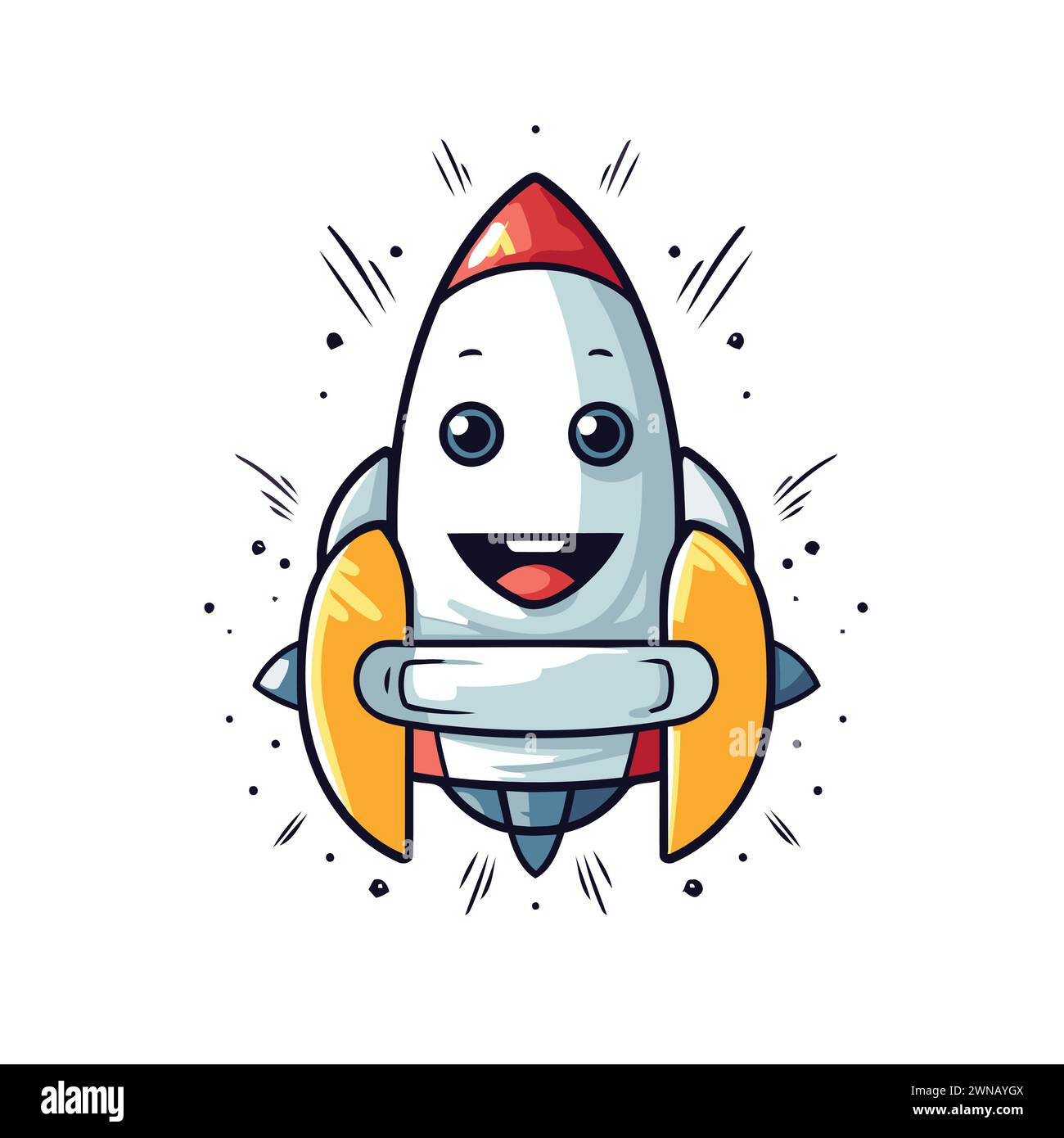 Rocket character. Vector illustration. Isolated on a white background ...