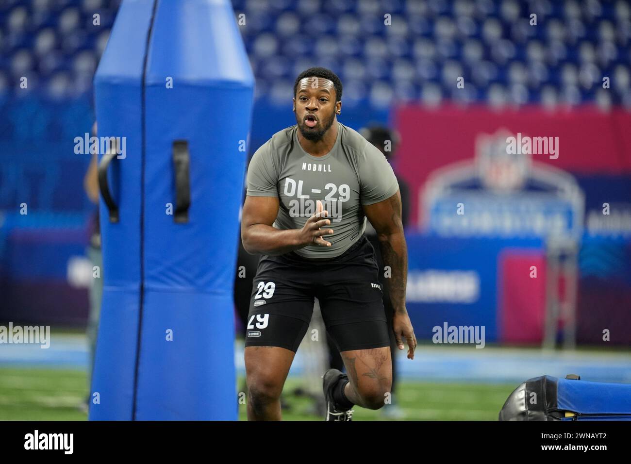 Southern California defensive lineman Solomon Byrd runs a drill at the ...