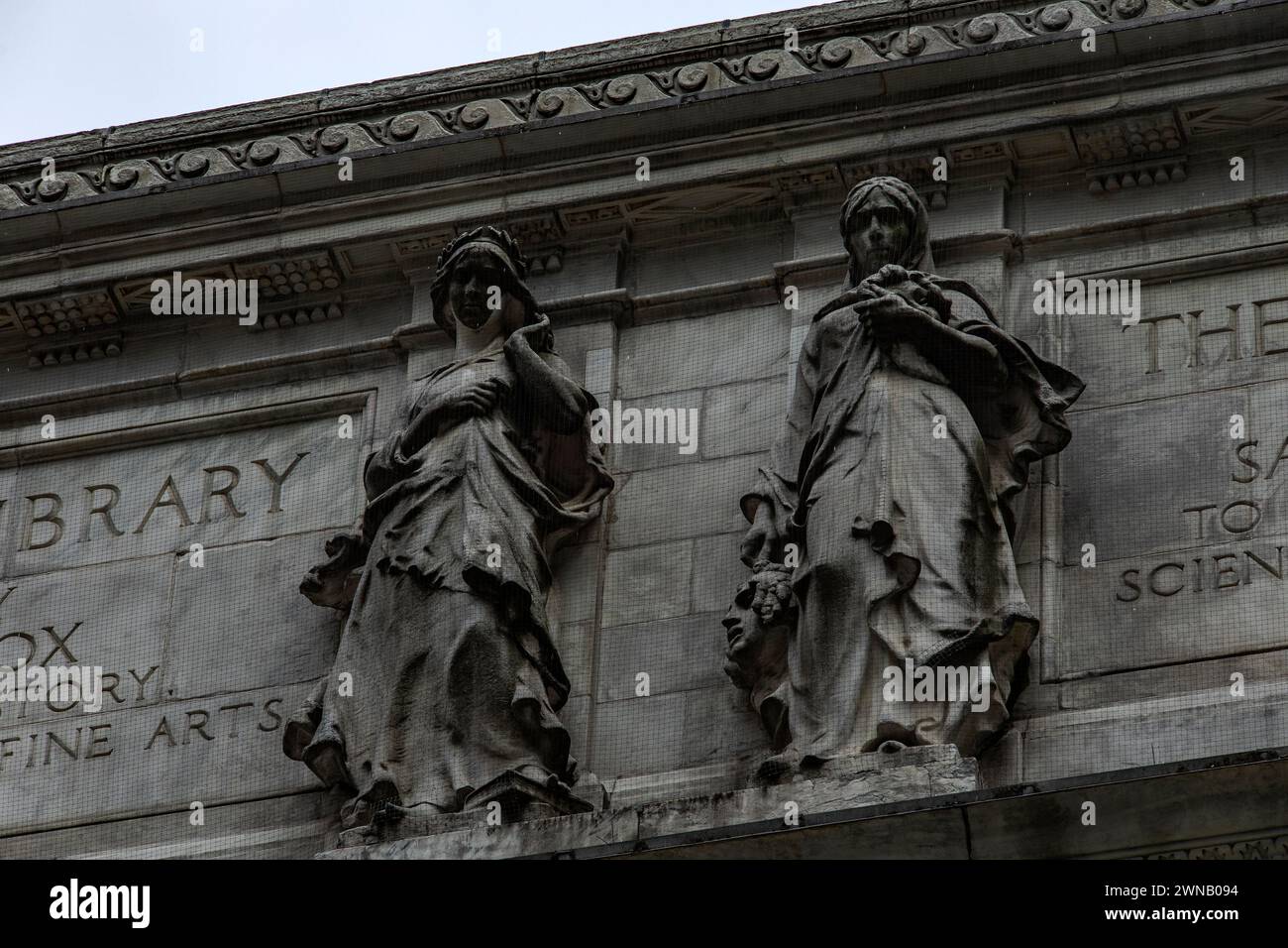 New York, USA; June 4, 2023: Sculptures from the Public Library of New ...