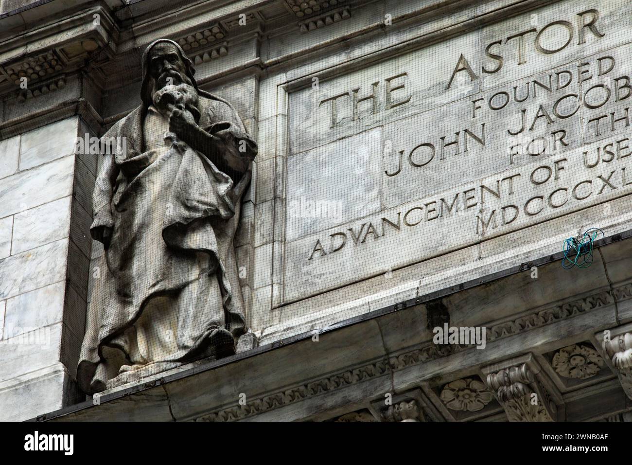 New York, USA; June 4, 2023: Sculpture of the Public Library of New ...