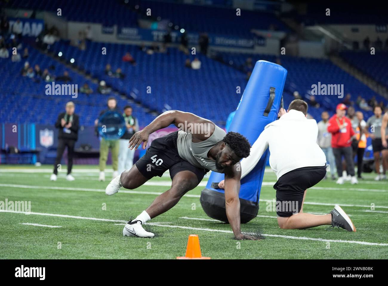 Colorado State defensive lineman Mohamed Kamara runs a drill at the NFL ...