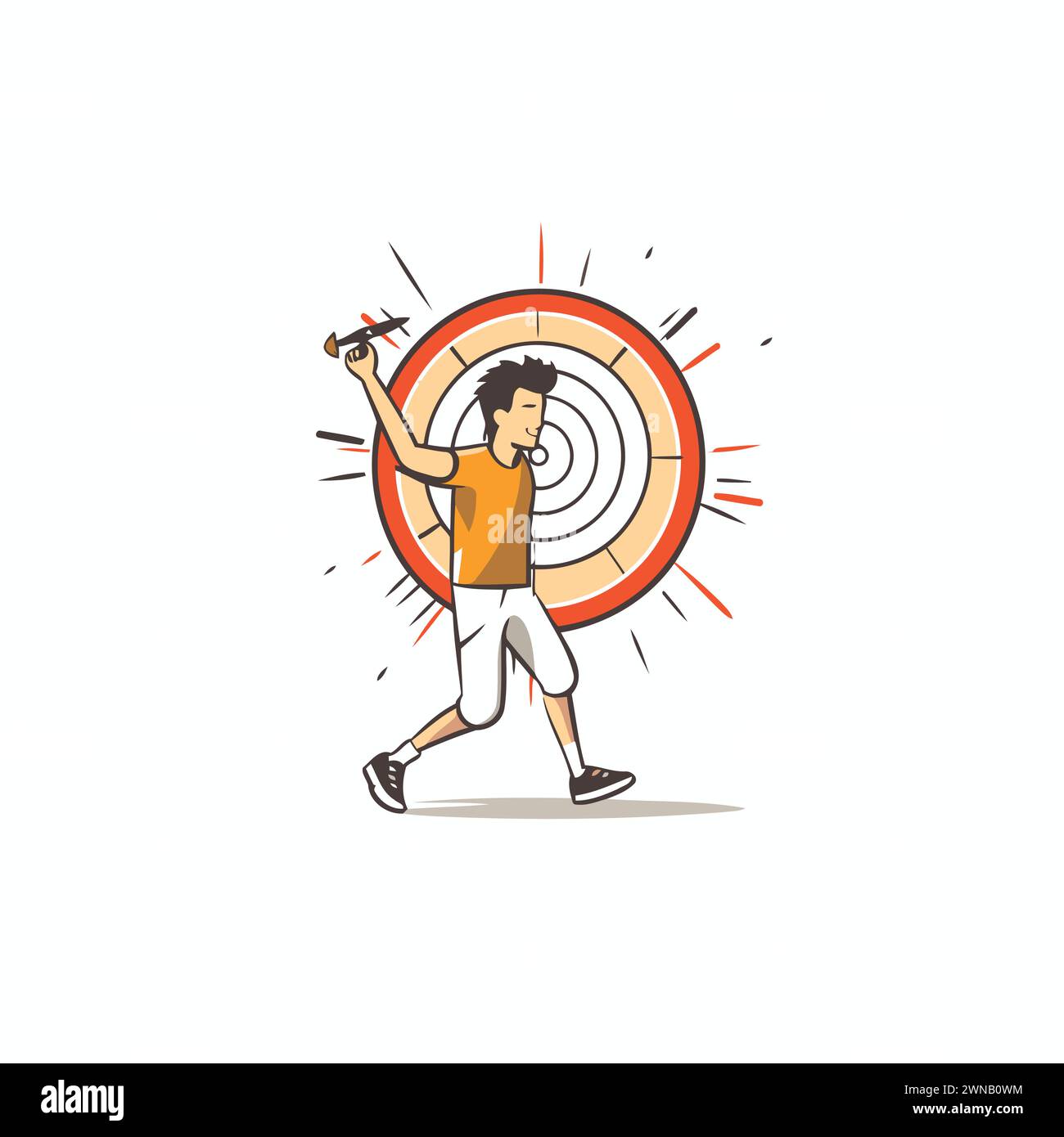 Running man with a target. Flat style vector illustration isolated on ...