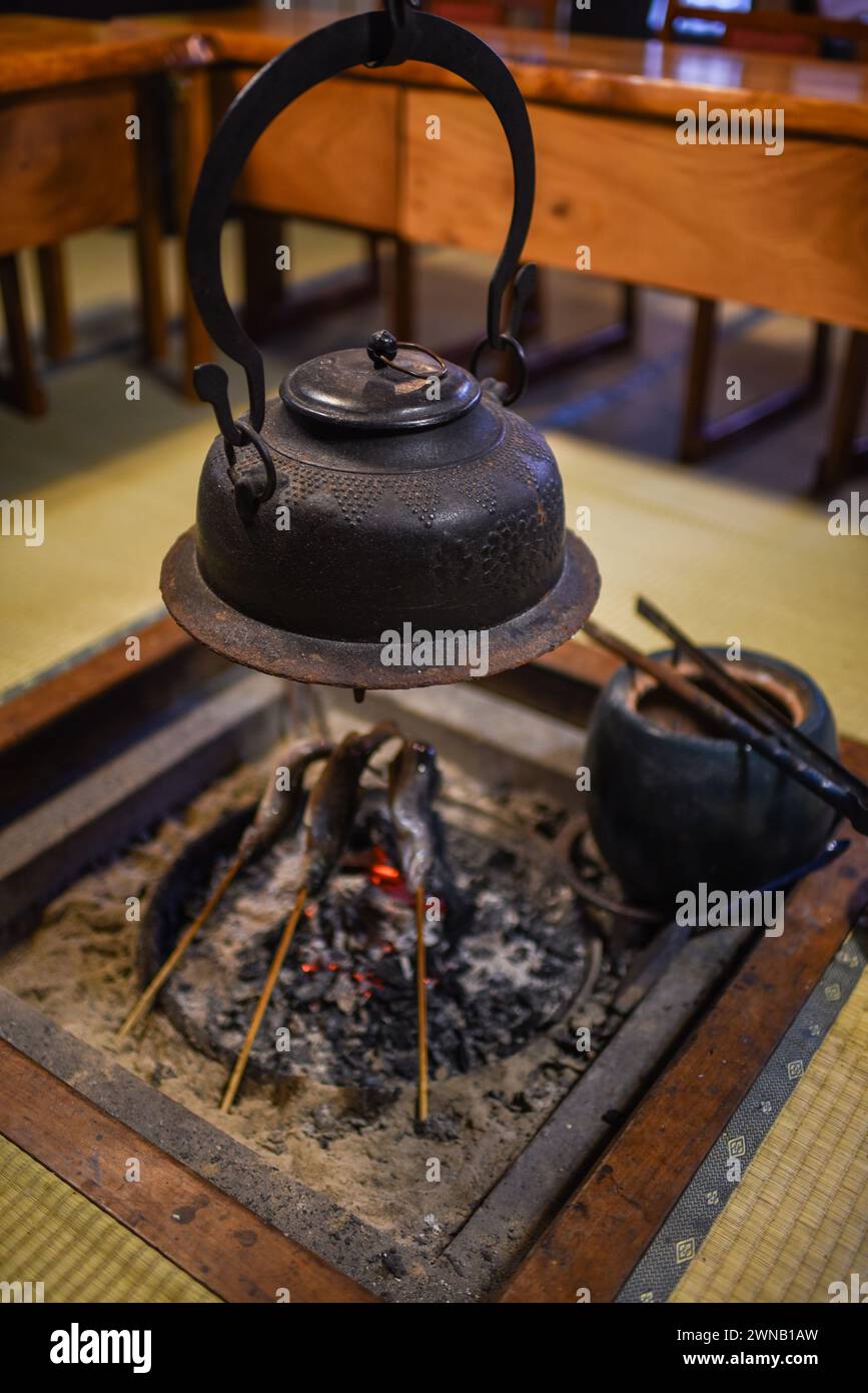 Fish cooked in the fire at Gassho Minshuku Nakaya Ryuokan in UNESCO ...