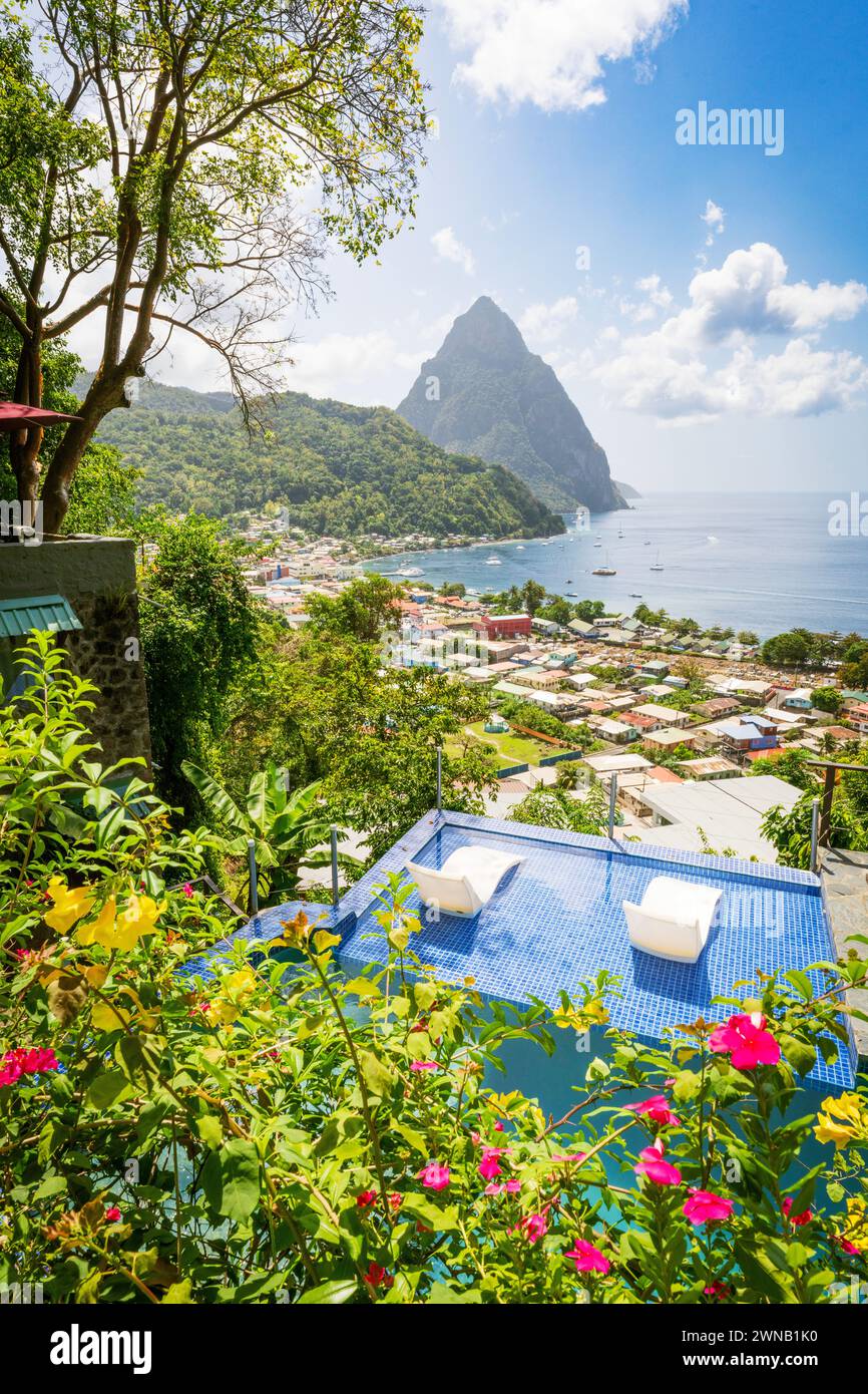 Piton Mountain Views from Green Fig Resort Soufriere, Saint Lucia, West ...