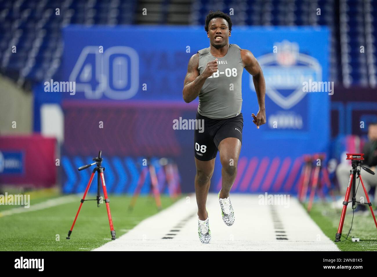 Texas A&M linebacker Edgerrin Cooper runs the 40-yard dash at the NFL ...