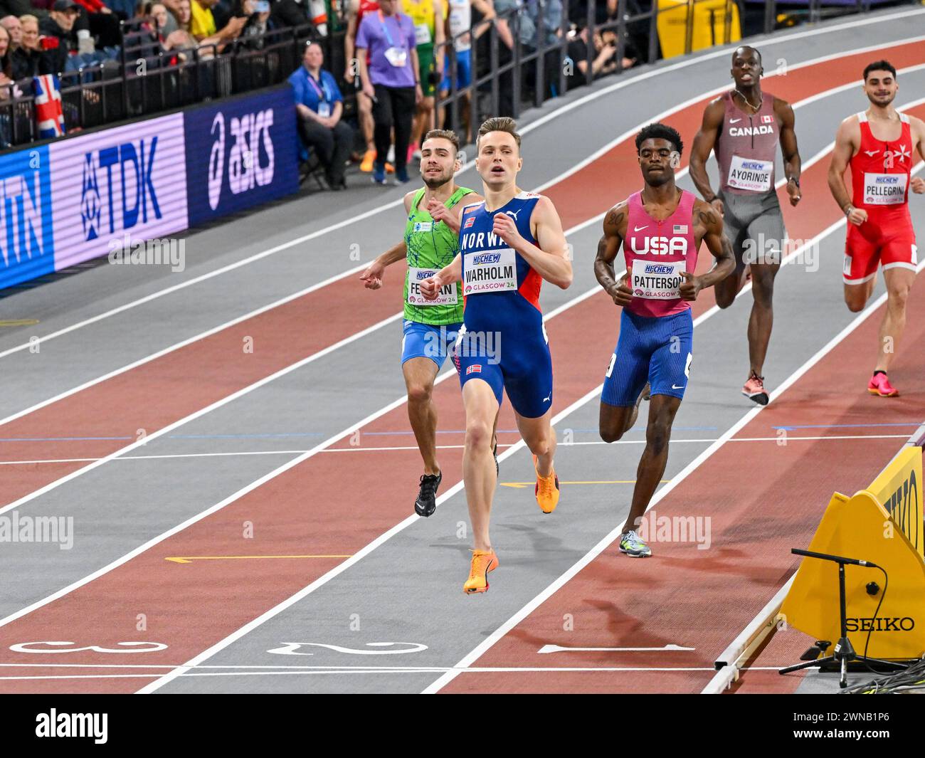Glasgow, Scotland, UK. 01st Mar, 2024. Karsten WARHOLM (NOR) wins his ...