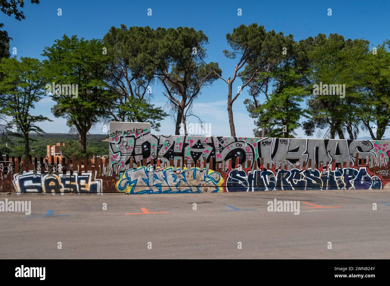 Spanish Street art graffiti near parque del oeste Madrid Spain Stock ...