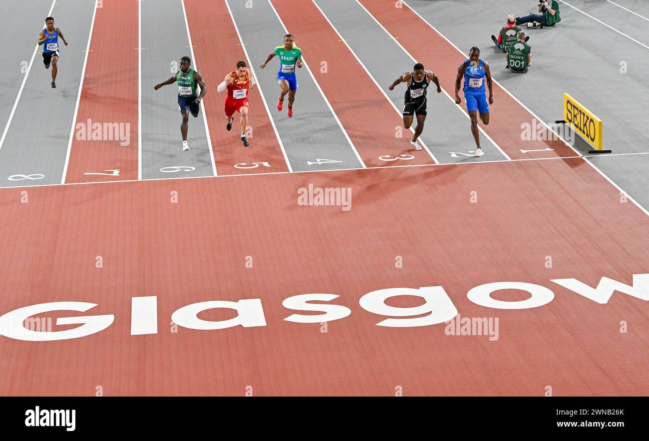 Glasgow, Scotland, UK. 01st Mar, 2024. Chituru ALI (ITA) wins his heat ...