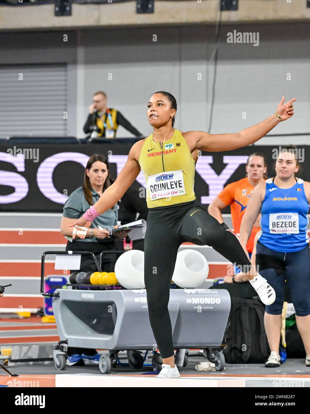 Glasgow, Scotland, UK. 01st Mar, 2024. Yemisi OGUNLEYE (GER) finishes ...