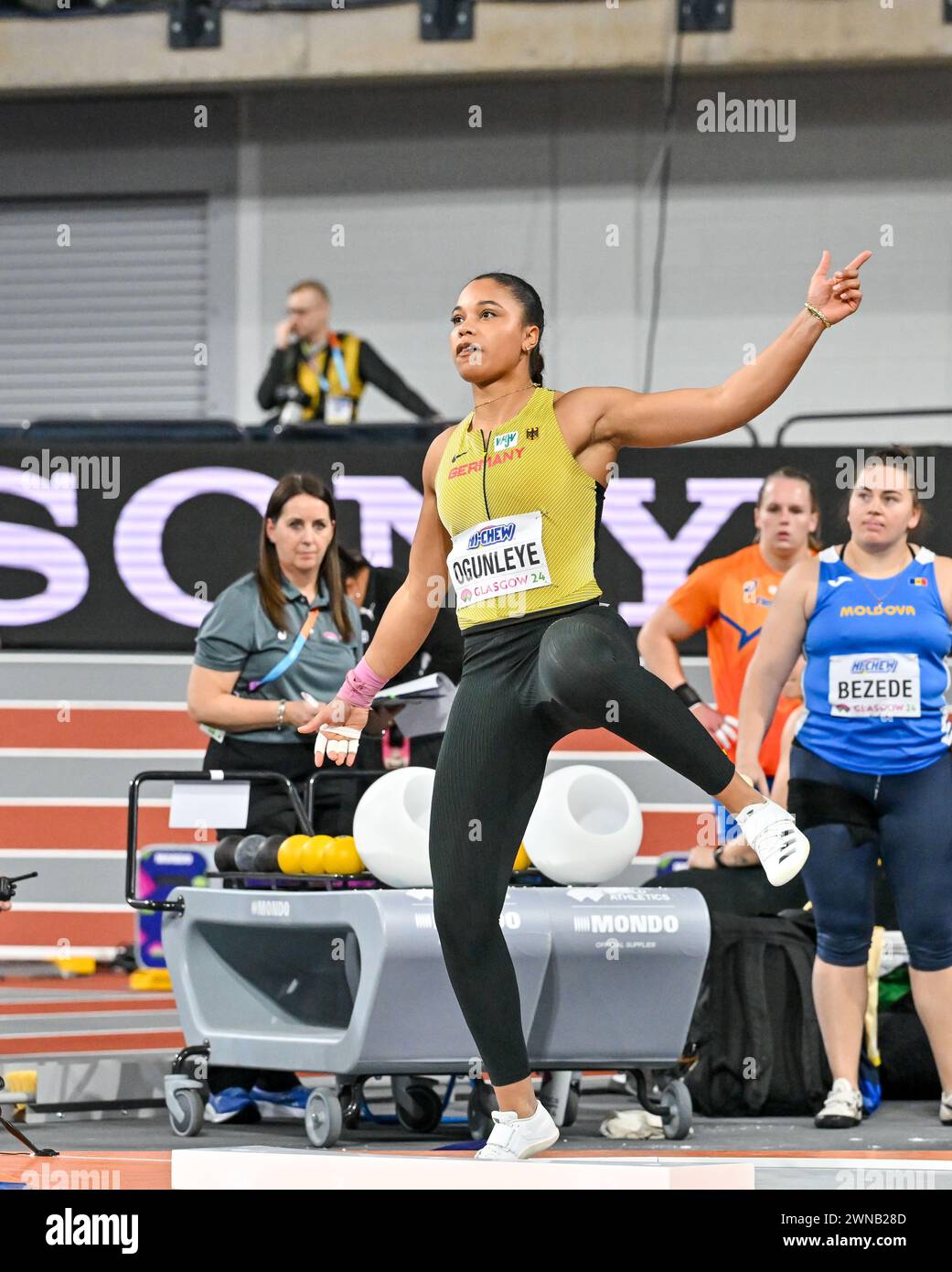 Glasgow, Scotland, UK. 01st Mar, 2024. Yemisi OGUNLEYE (GER) finishes ...