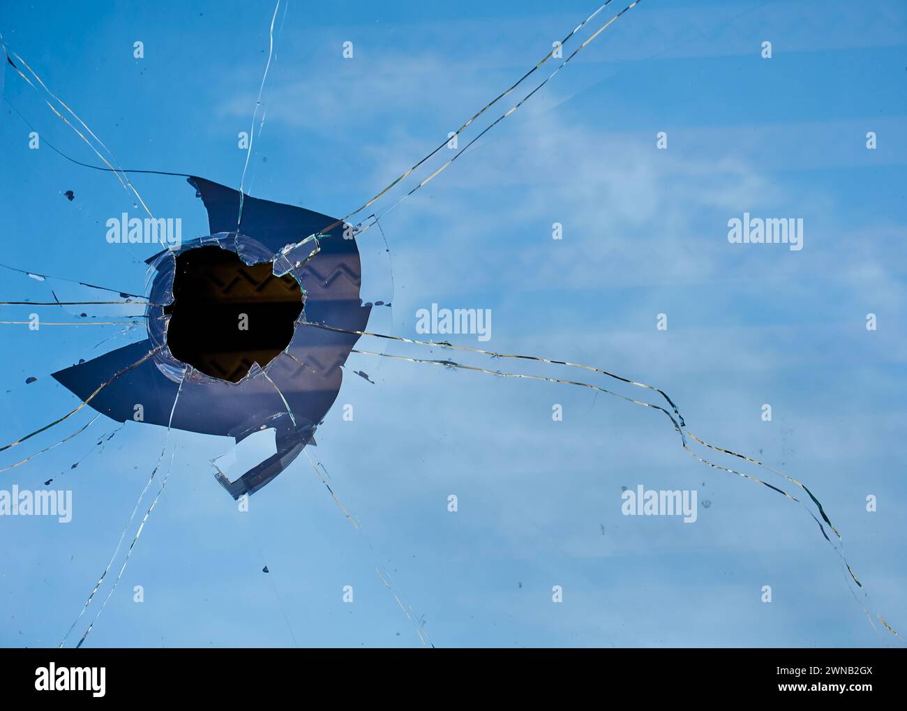 Broken office window Stock Photo - Alamy