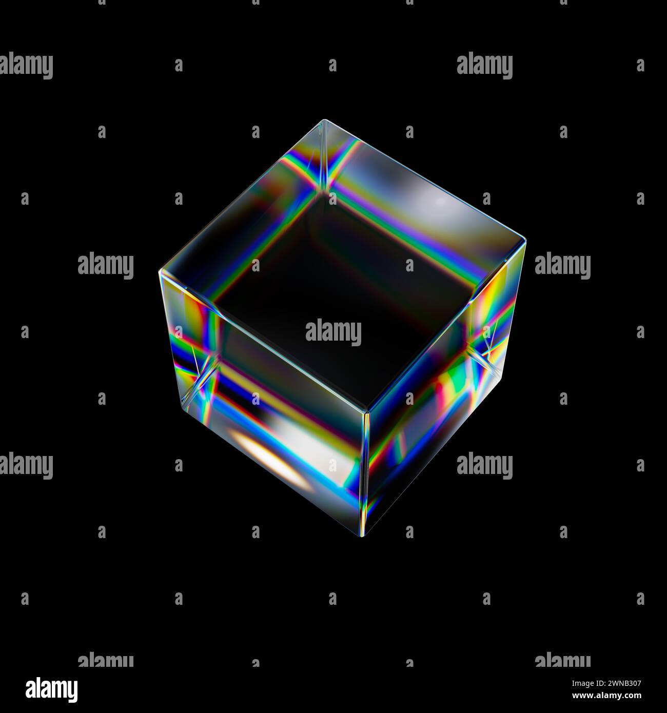 3d Transparent glossy geometric objects with dispersion effect. Rainbow ...