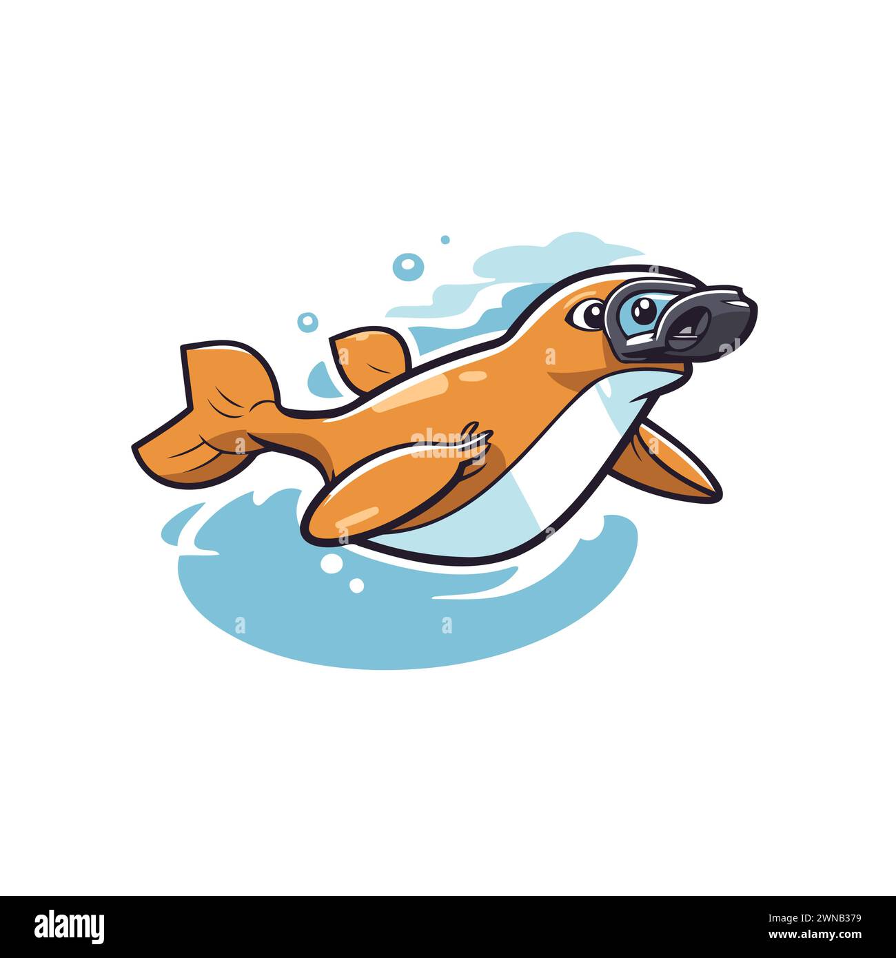Cartoon cute little flying fish. Vector illustration isolated on white ...