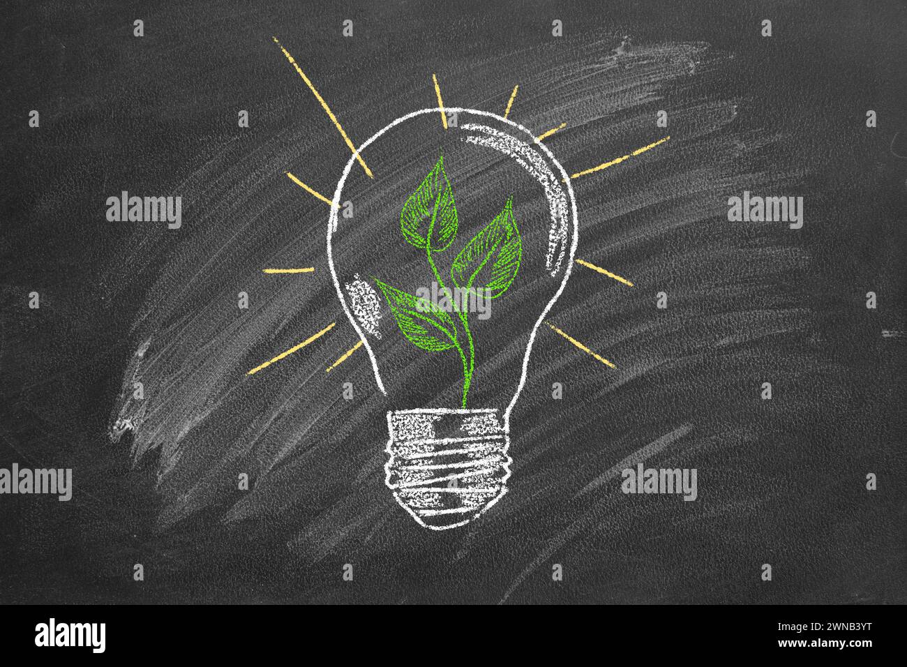 Light bulb, with green leaf inside. Eco friendly energy . Sustainable, renewable energy. Concept ...