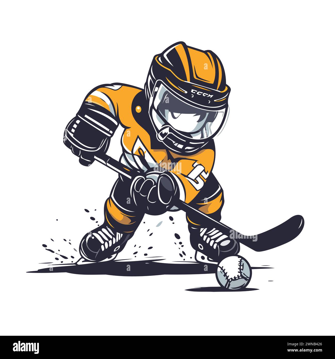 Ice Hockey Player With The Stick And Ball Vector Illustration Of Ice Hockey Player Stock Vector