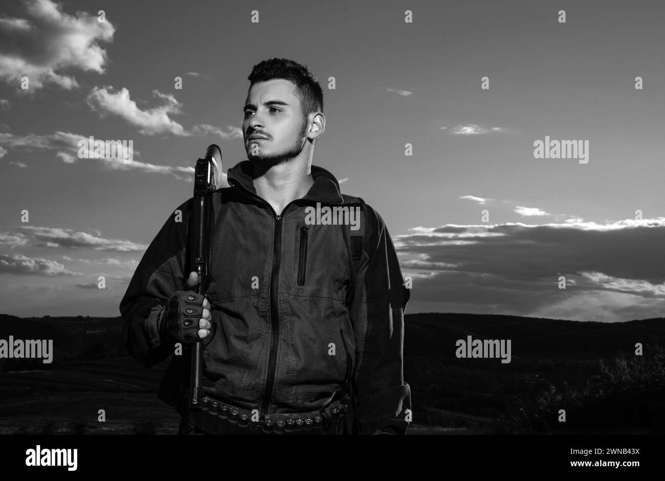 Young hunter. American hunting rifles. Hunting without borders. Hunter ...