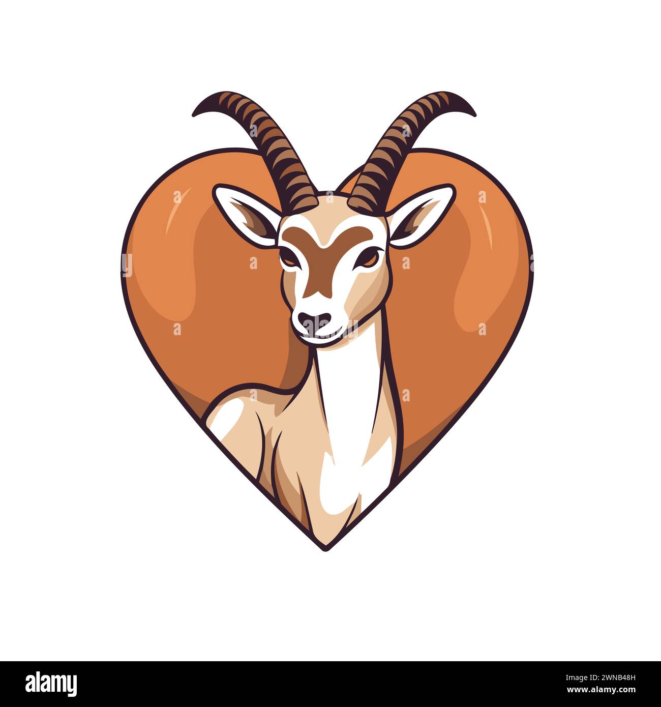 Gazelle head in heart. Vector illustration on white background Stock ...