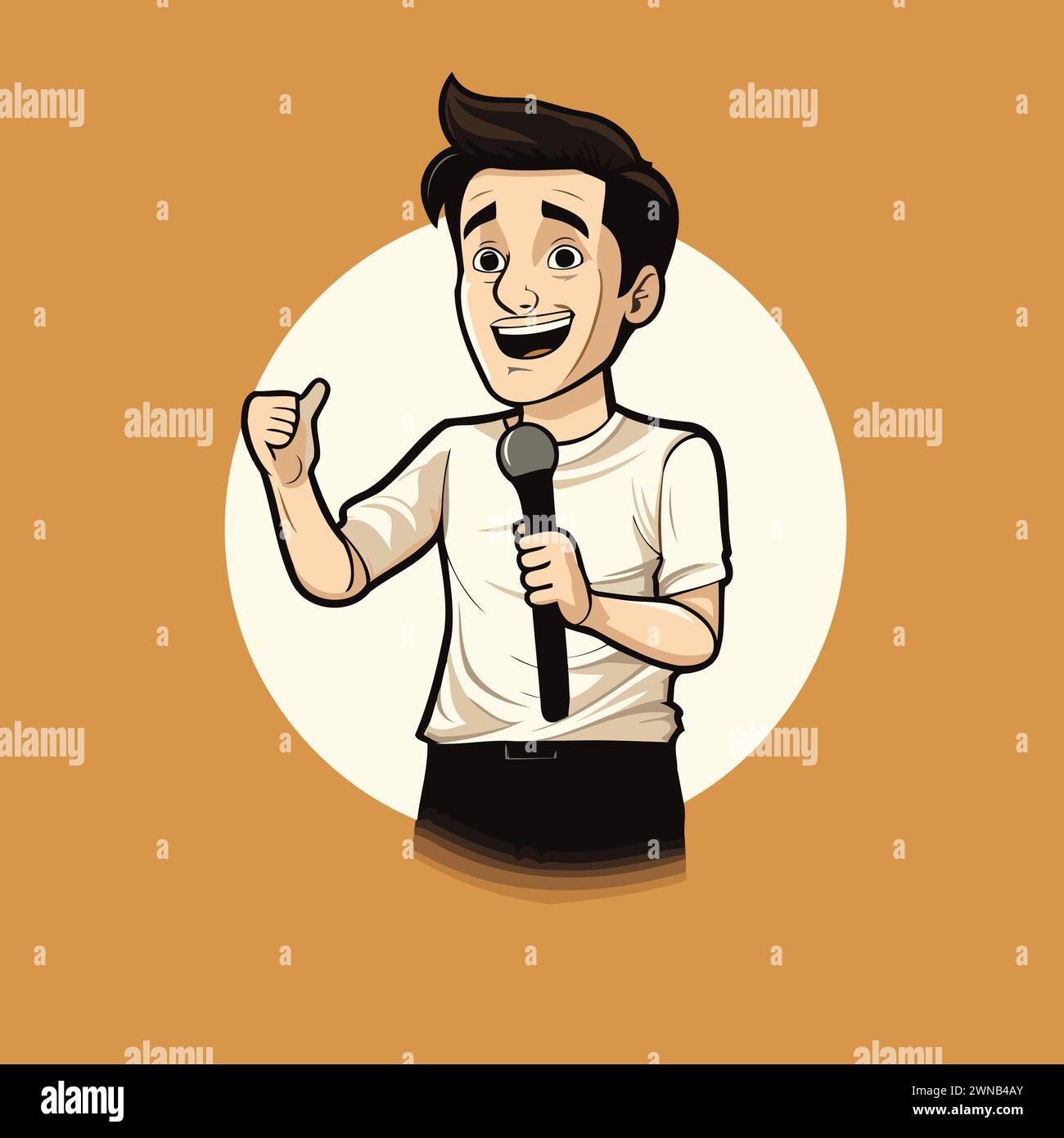 Man singing while holding a microphone Stock Vector Images - Alamy