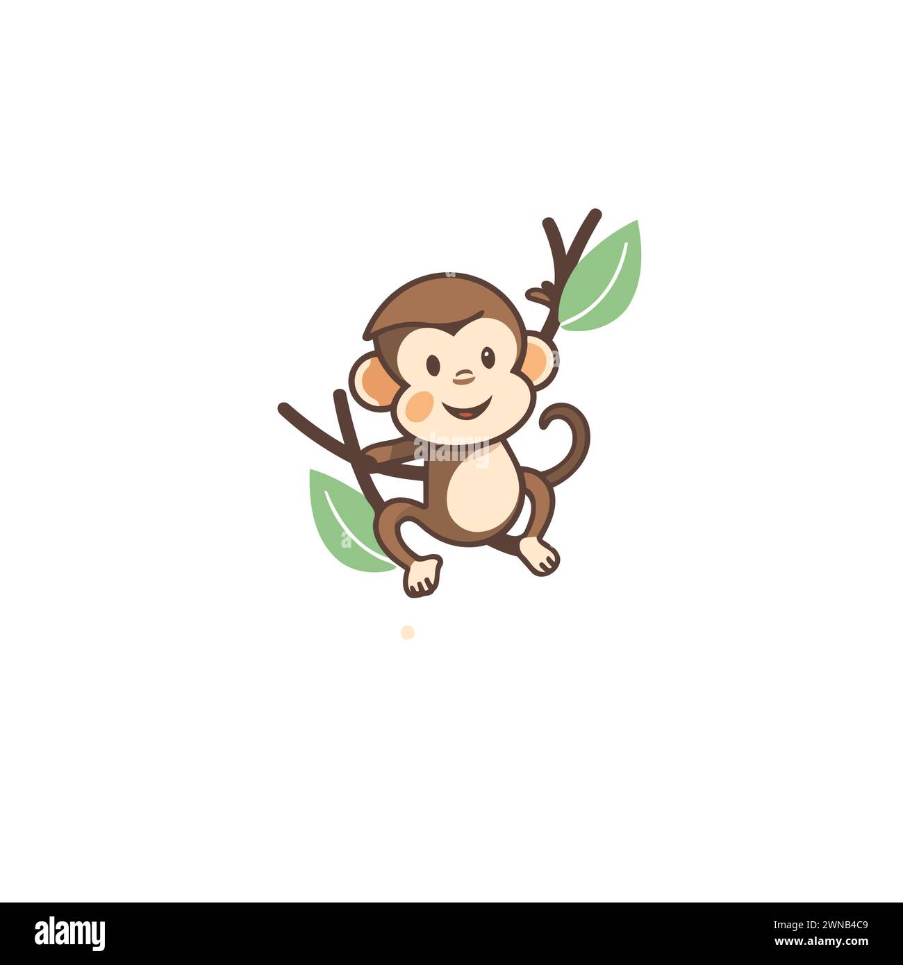 Cute monkey on white background. Vector illustration in flat style ...