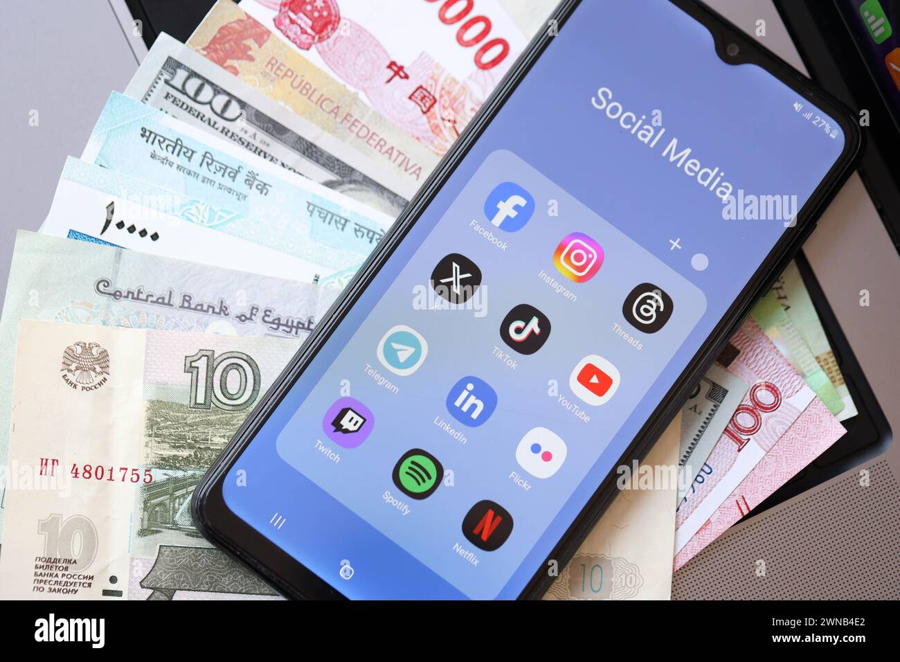 KYIV, UKRAINE - FEBRUARY 28, 2024 Social Media icons group on ...