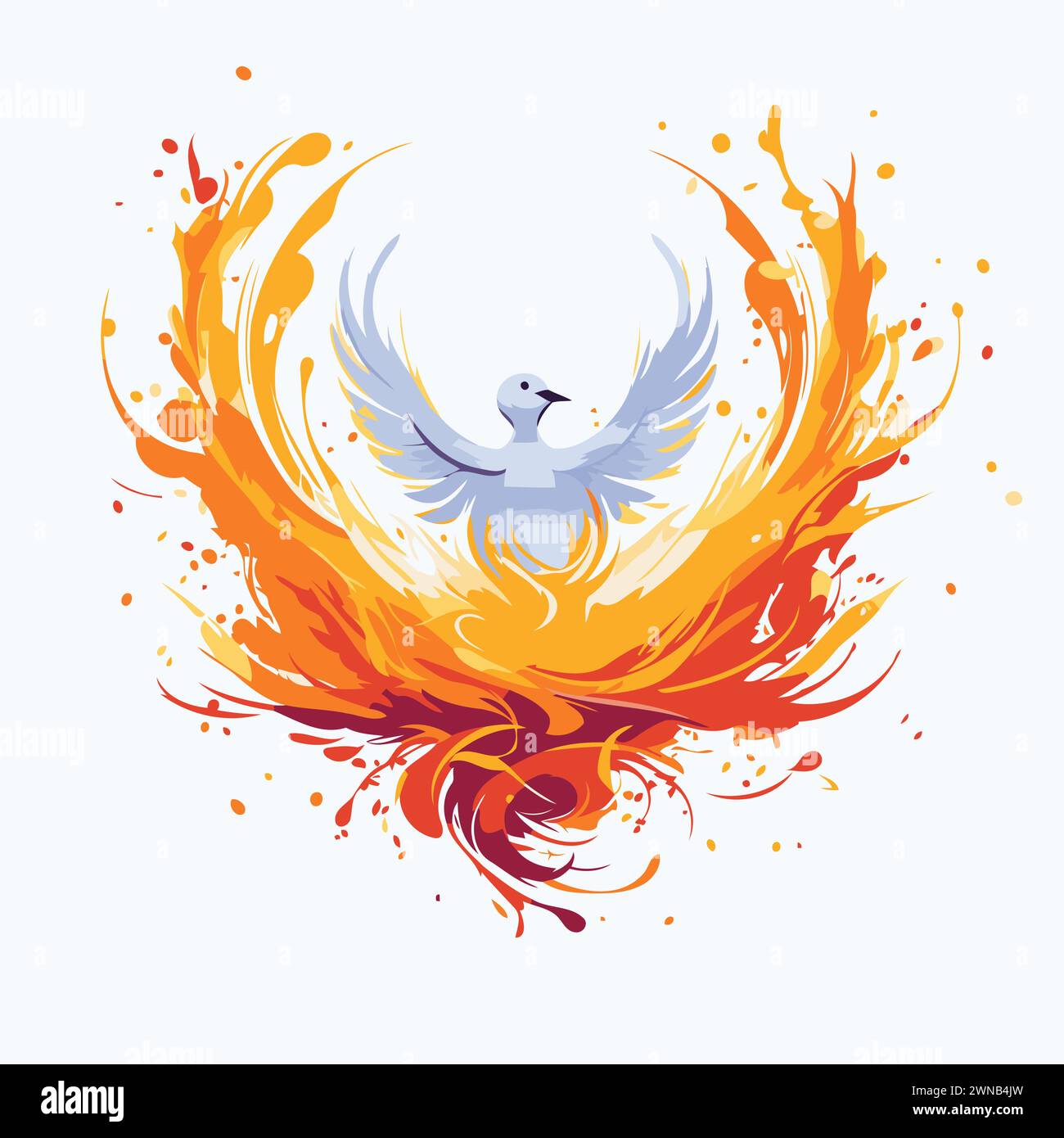 Vector illustration of a flying dove on an abstract background with ...