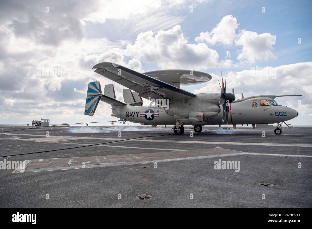 ATLANTIC OCEAN (Feb. 17, 2024) An E-2D Hawkeye attached to the "Blue ...