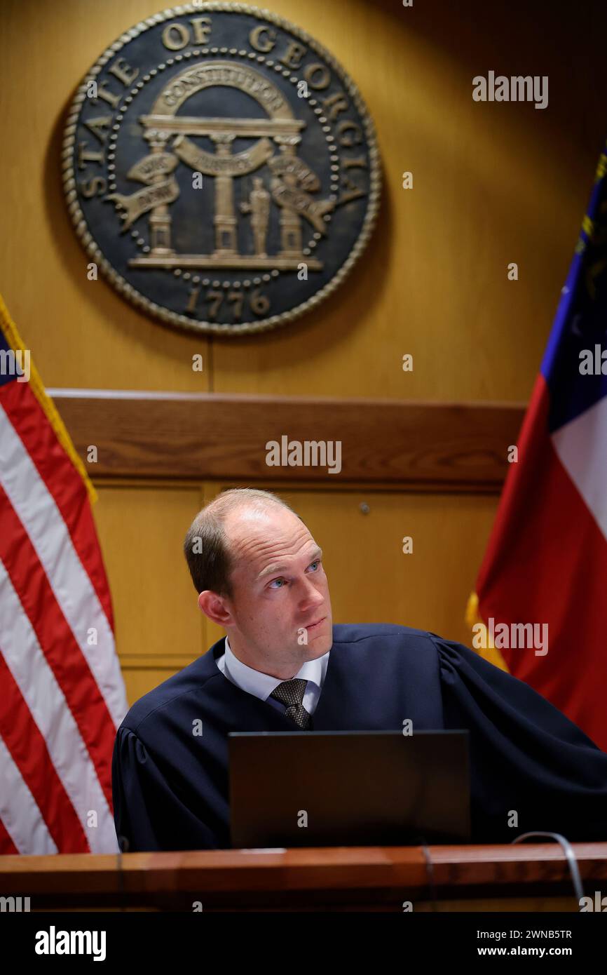 Fulton County Superior Judge Scott McAfee presides in court, Friday ...