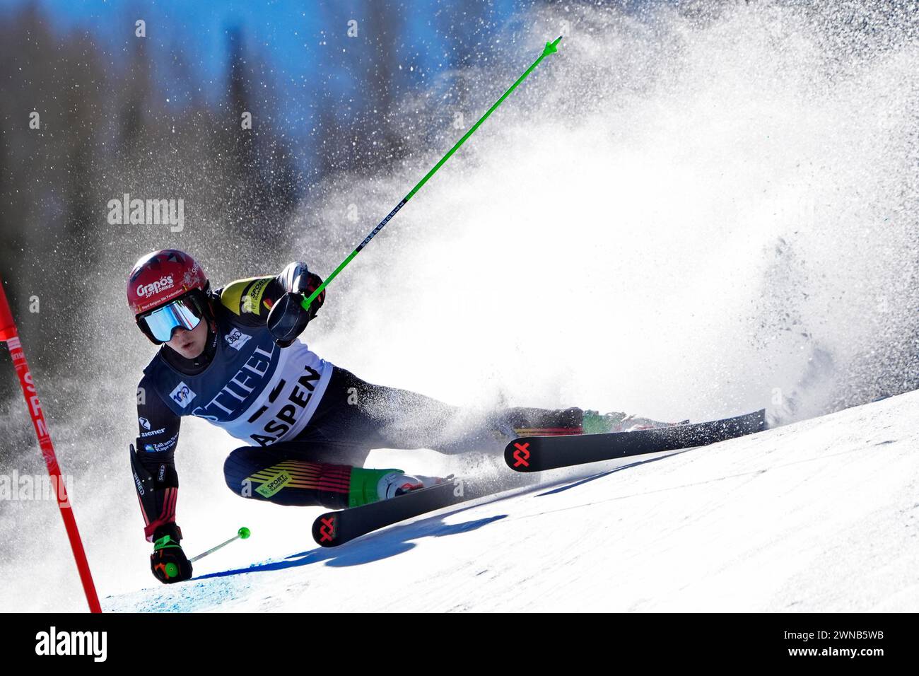 Belgium's Sam Maes competes during a men's World Cup giant slalom ...